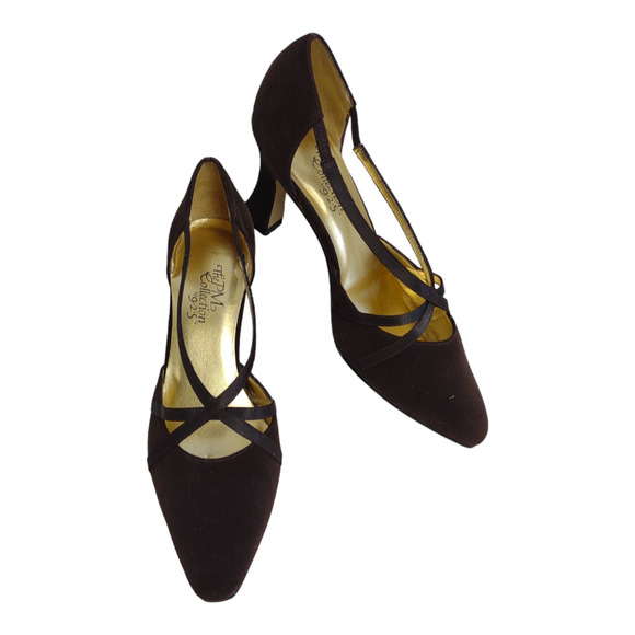 The PM Collection | Shoes | Pm Collection Brown Velvet Satin Strappy ...
